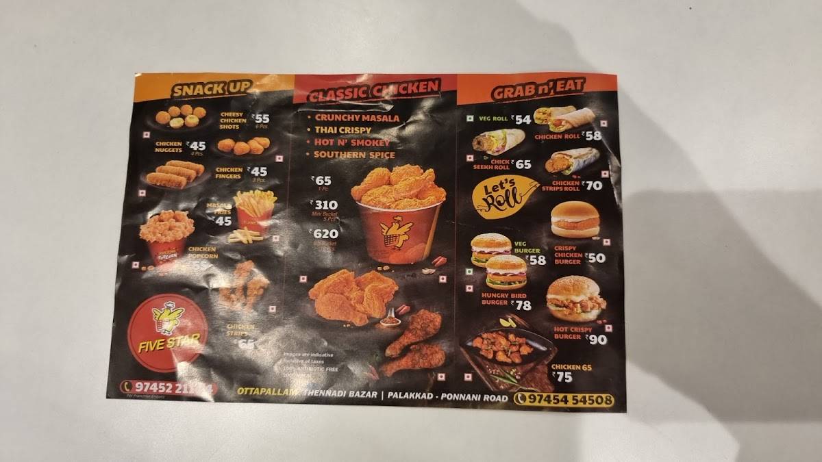 Menu at FIVE STAR Chicken Ottapalam, Ottapalam