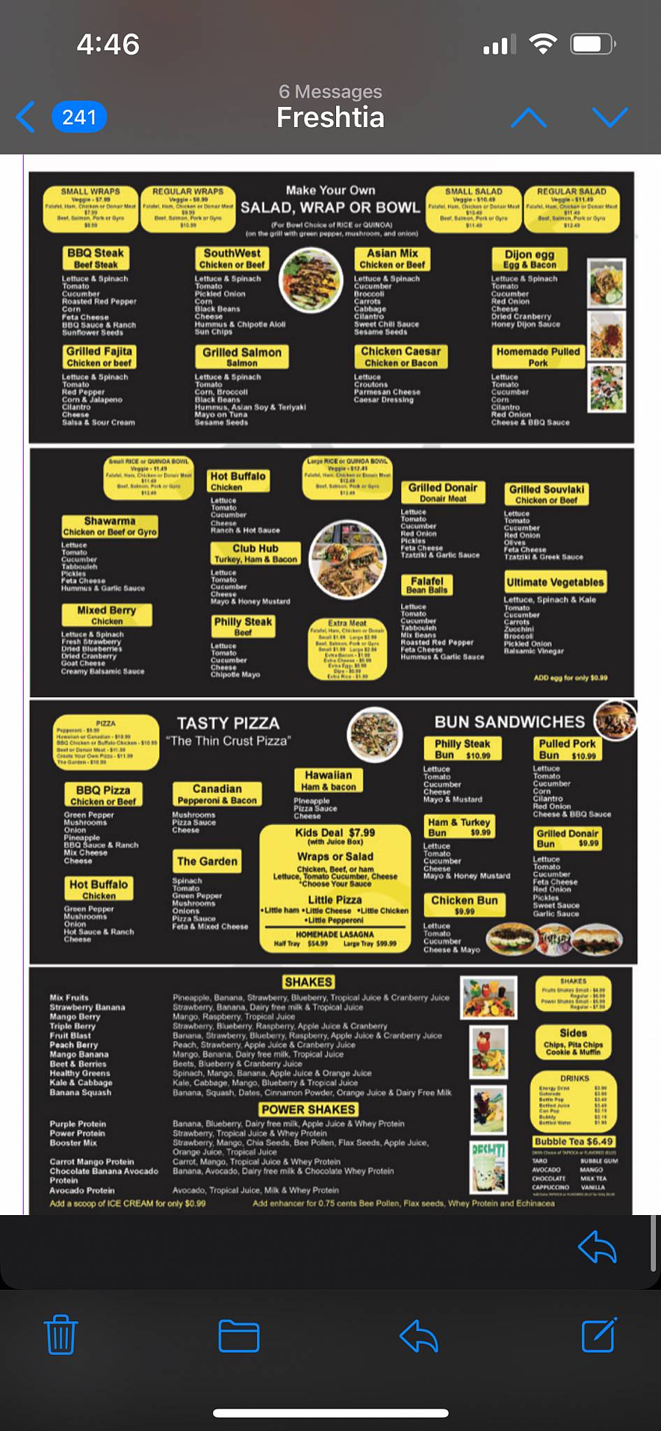 Menu at FRESHTIA pub & bar, Wetaskiwin