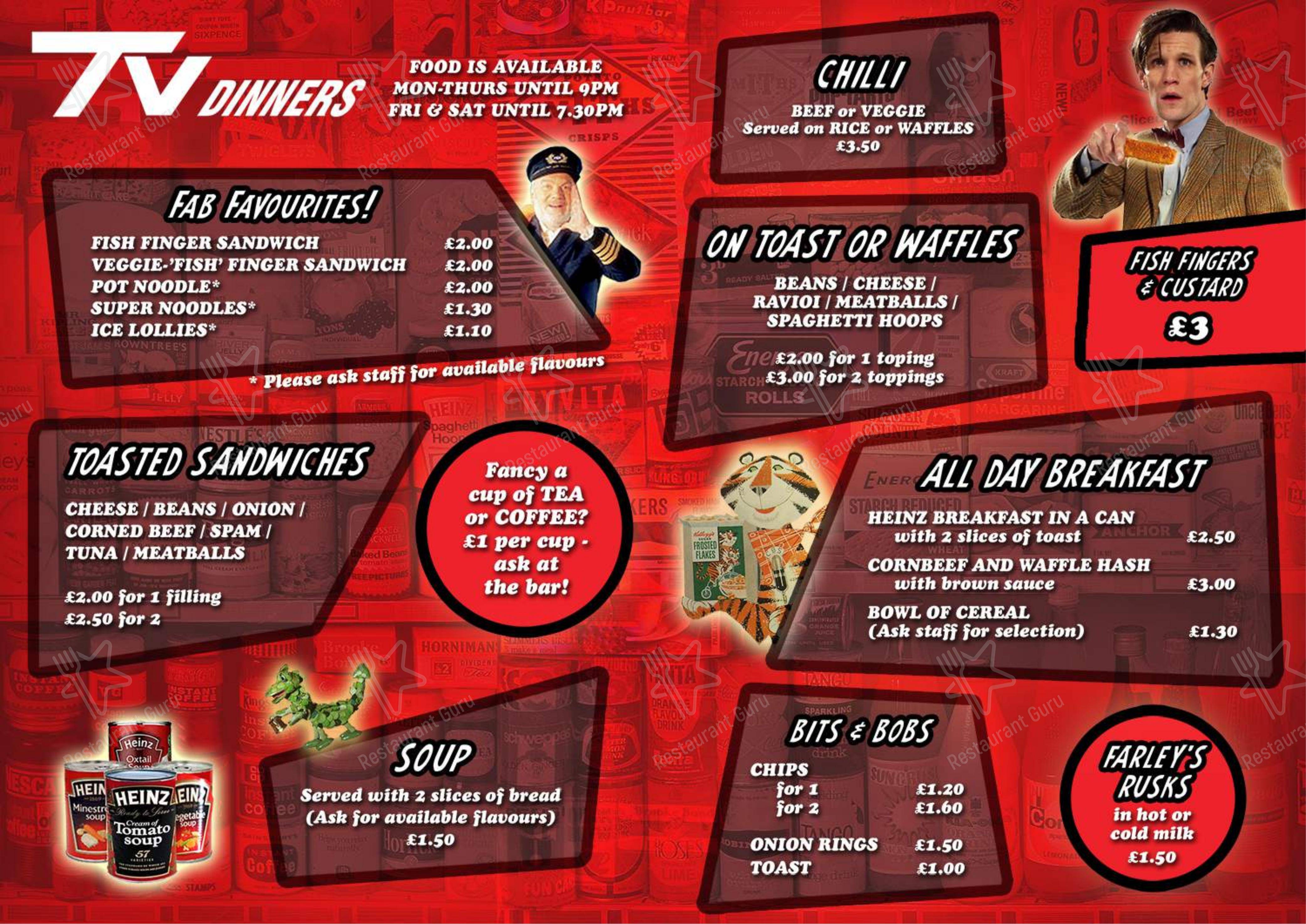 Menu at Fab Café Bar, Manchester