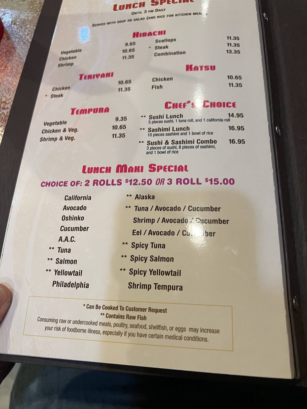 Menu at Fancy Q Sushi Bar and Grill, Brunswick