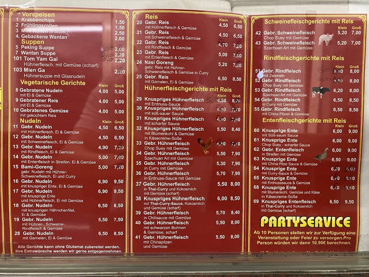 Menu au Asia Imbiss fast food, Achim