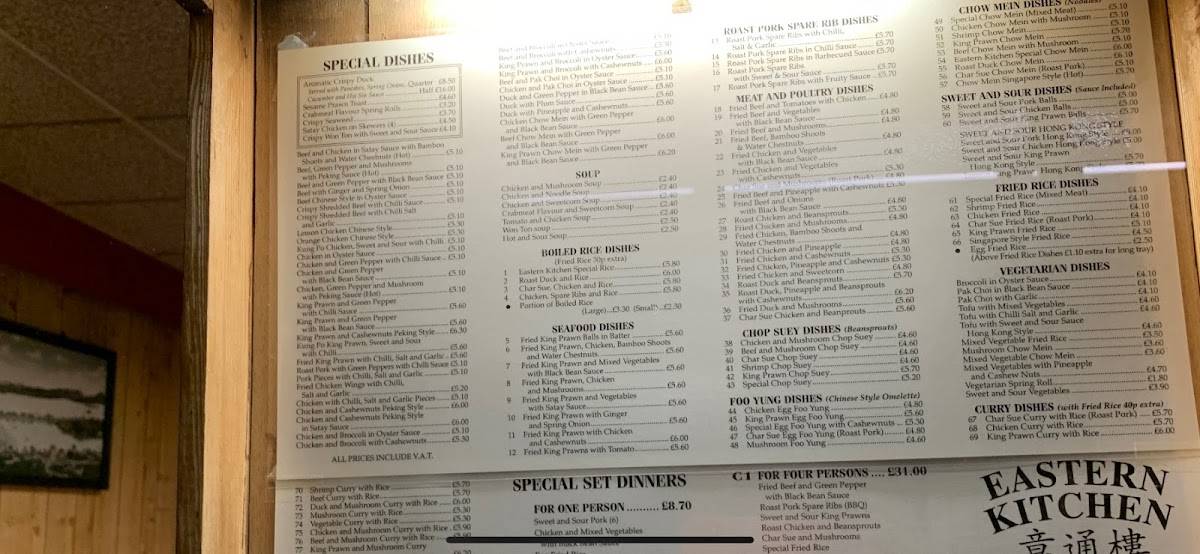 Menu at Eastern Kitchen fast food, Kidlington