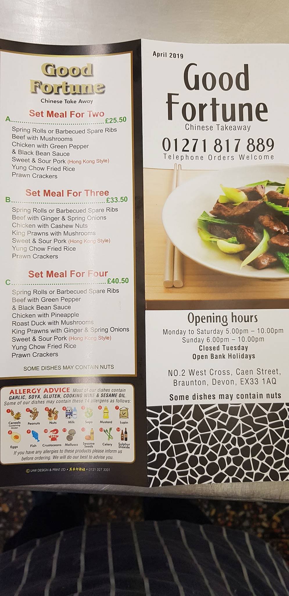 Menu at Good Fortune fast food, Braunton