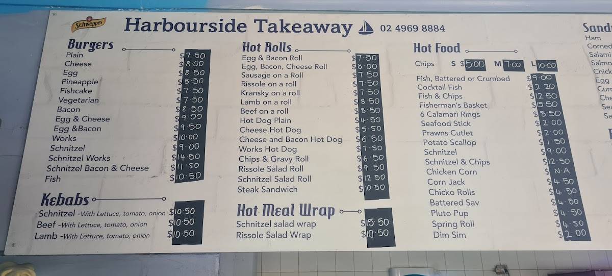 Menu at Harbourside Takeaway fast food, Wickham