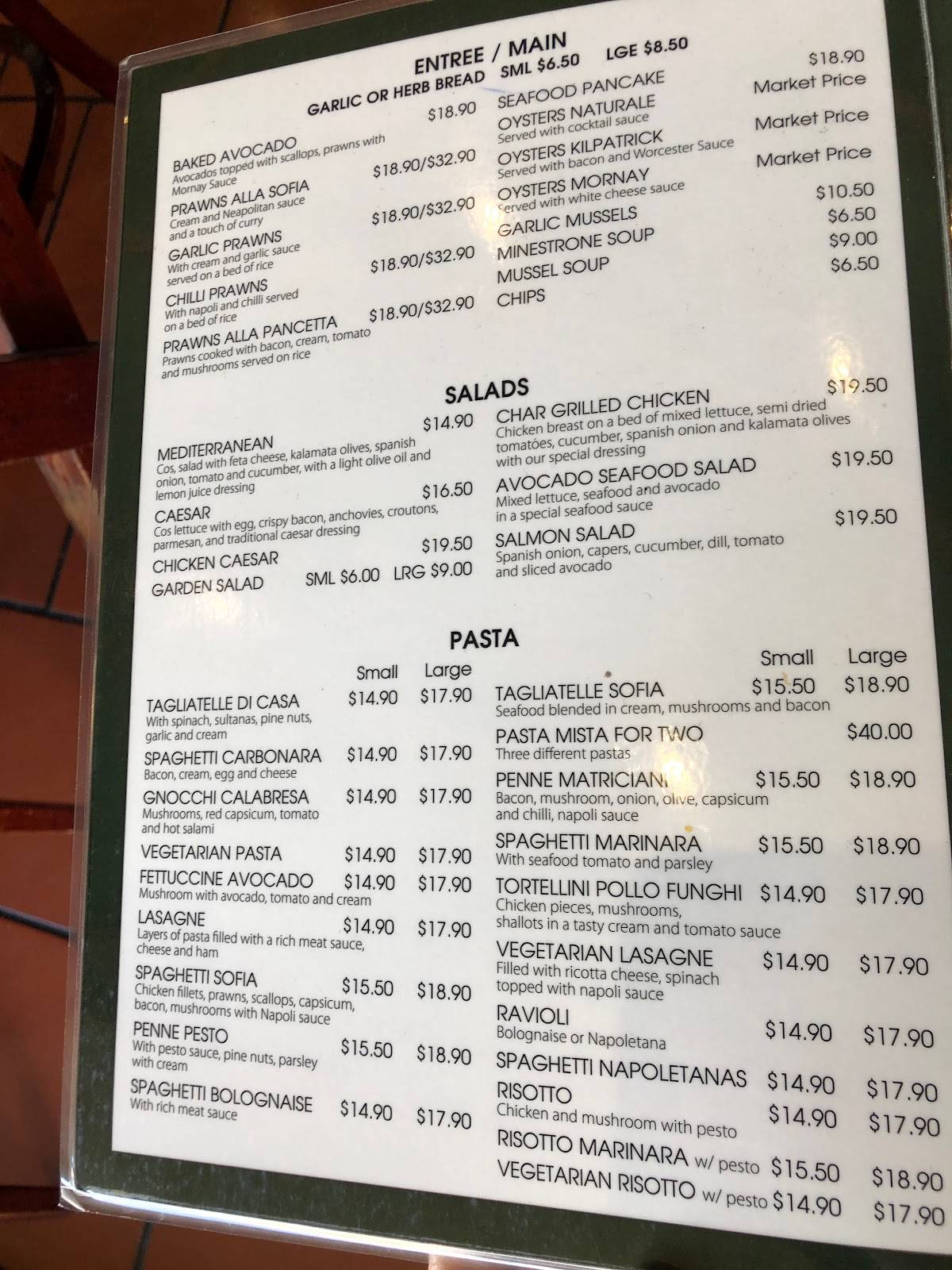 Menu at Sofia Camberwell fast food, Camberwell