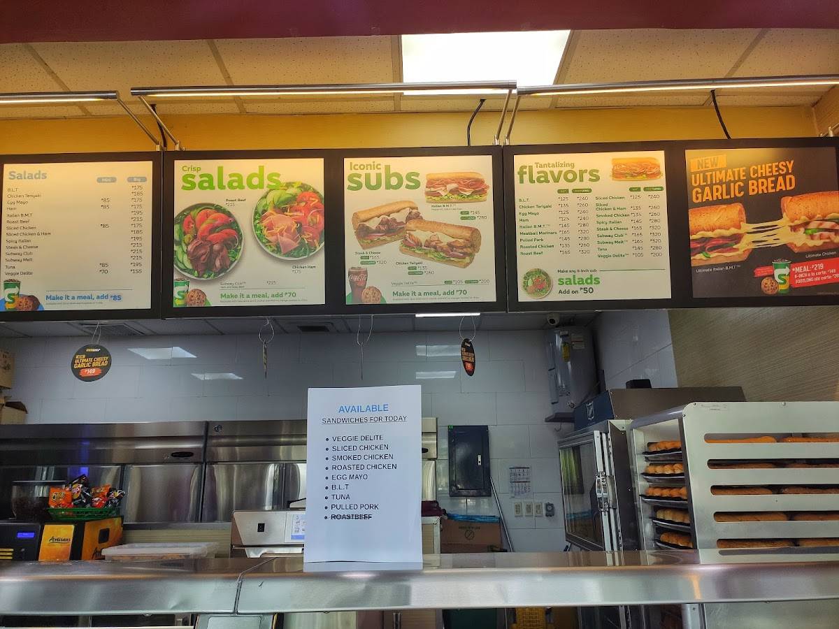 Menu at Subway - ATC fast food, Muntinlupa, ATC Corporate Center