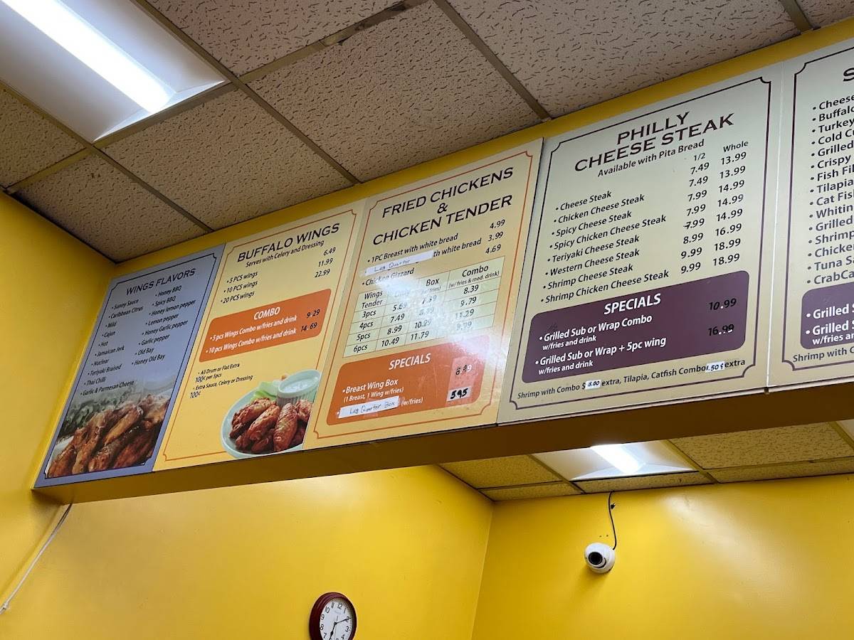 Menu at Sunny's Chicken & Fish fast food, Baltimore, Frederick Ave