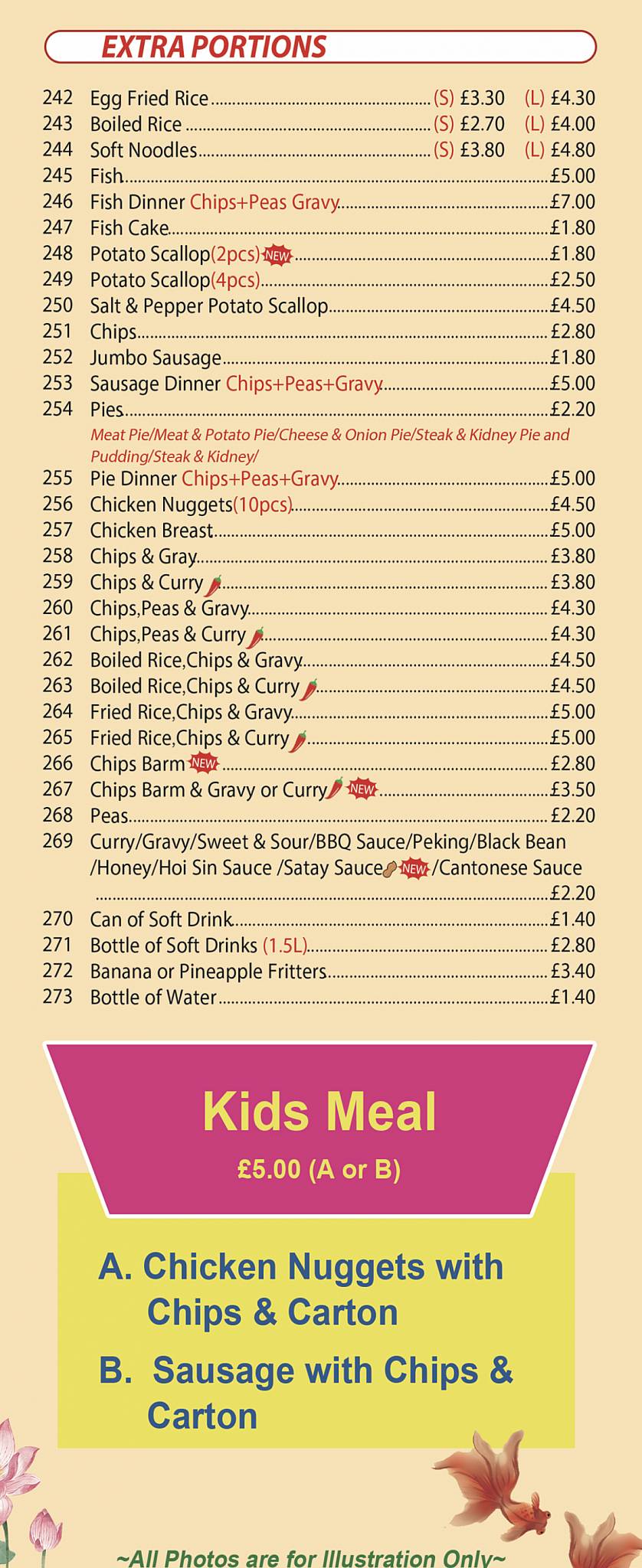 Menu at Yummy Kitchen Fish & Chips Chinese fast food, Rhyl