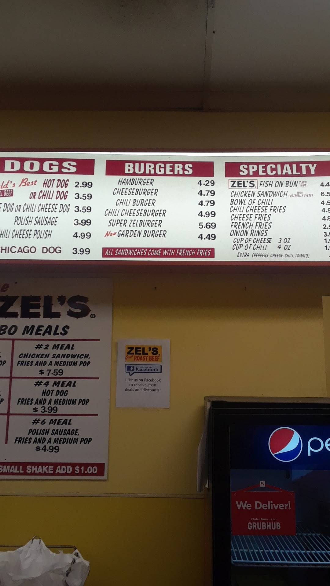 Menu at Zel's Roast Beef fast food, Schererville, W Lincoln Hwy Hwy