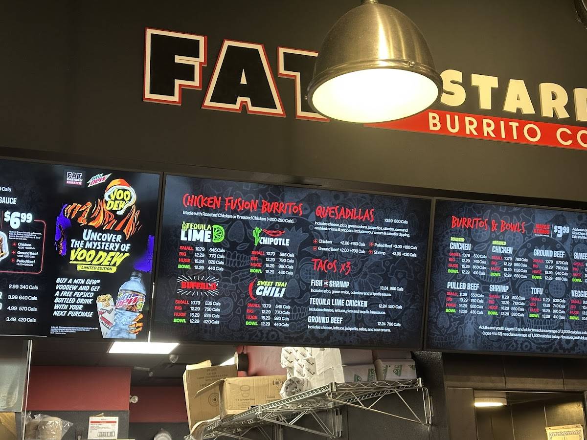 Menu at Fat Bastard Burrito Co. restaurant, Toronto, 351 Bremner Blvd