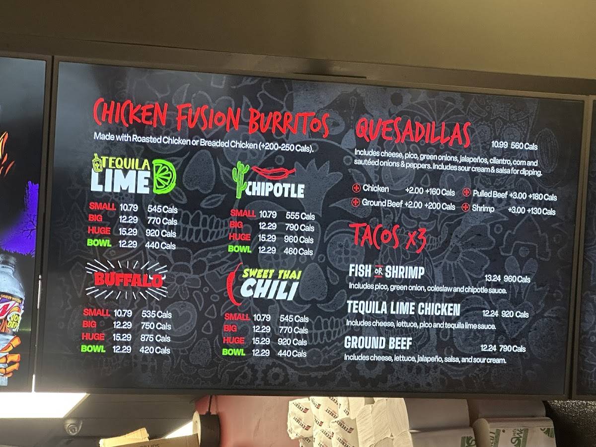 Menu at Fat Bastard Burrito Co. restaurant, Toronto, 351 Bremner Blvd
