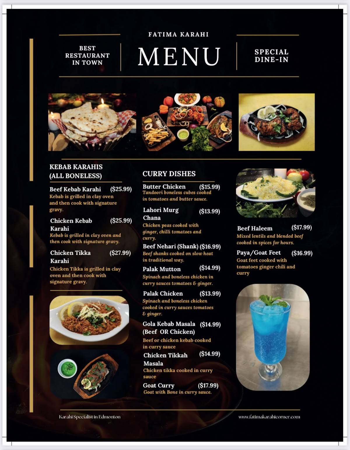 Carta del restaurante Fatima Karahi Corner - Edmonton, Edmonton