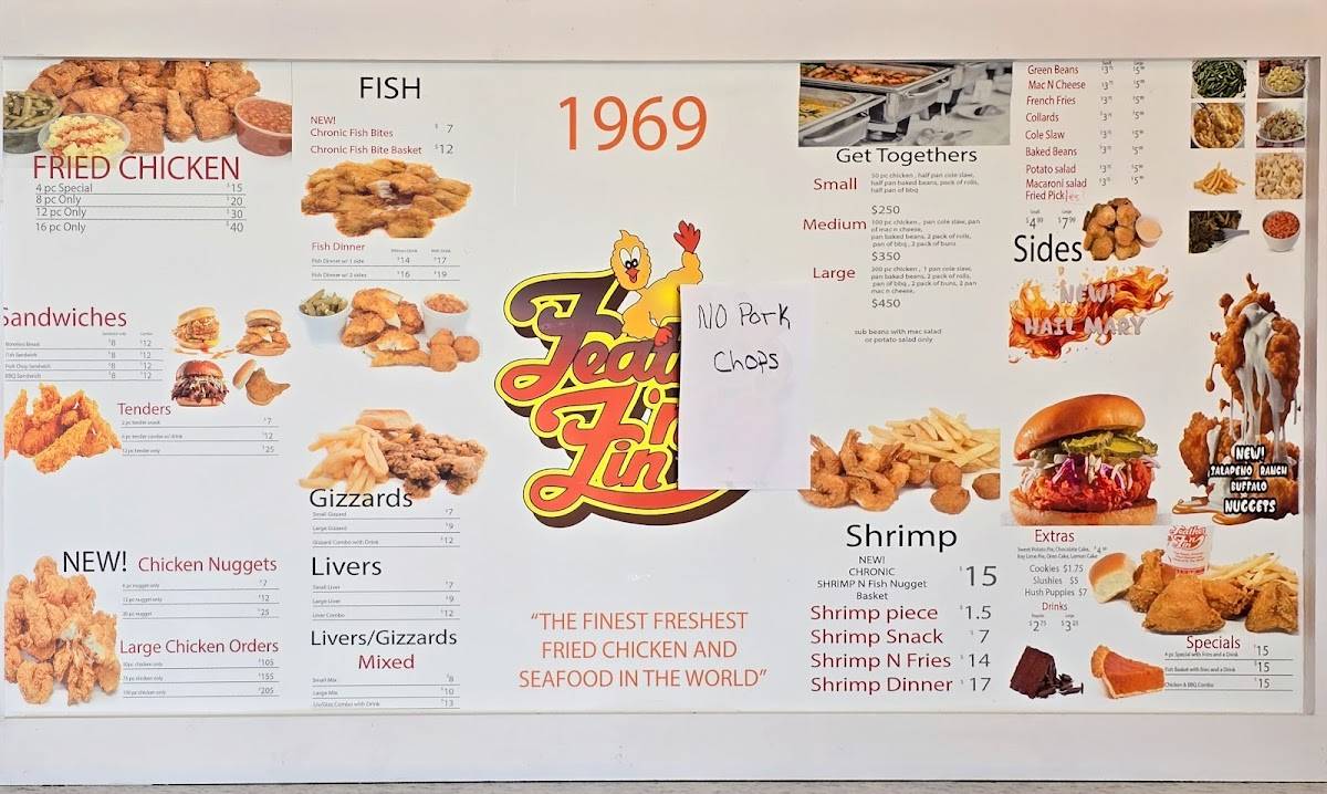 Menu at Feather 'n' Fin restaurant, Norfolk, Tidewater Dr