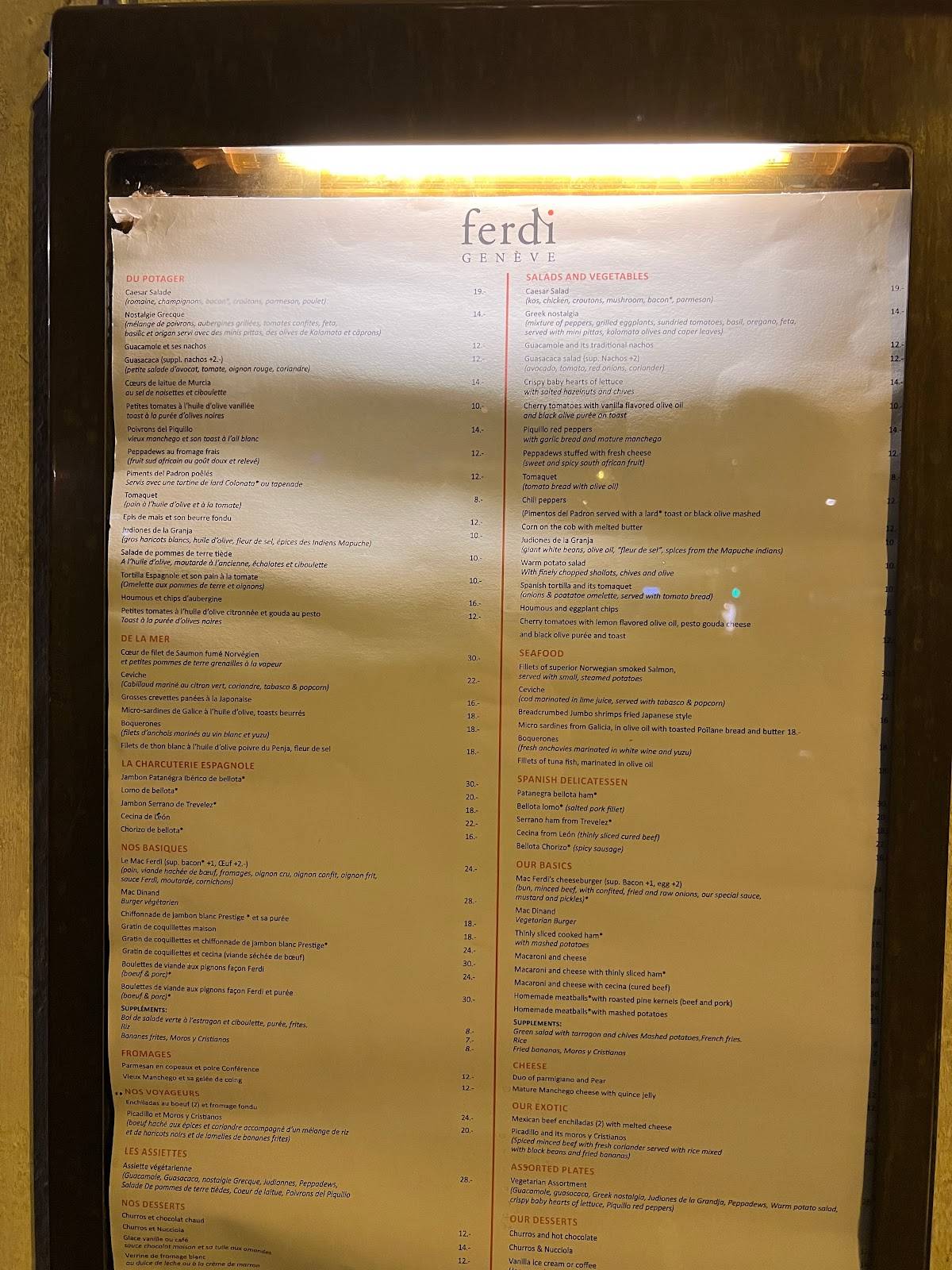 Menu da Ferdi, Ginevra