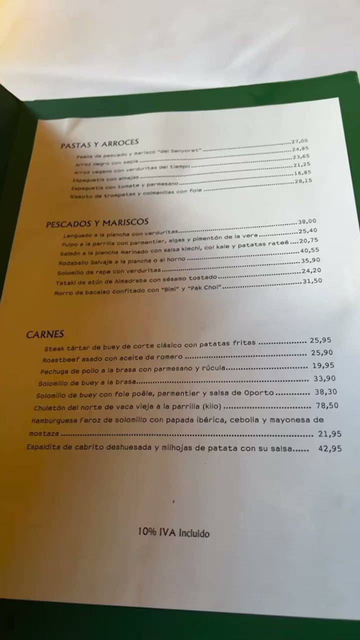 Menu at Feroz Barcelona, Barcelona