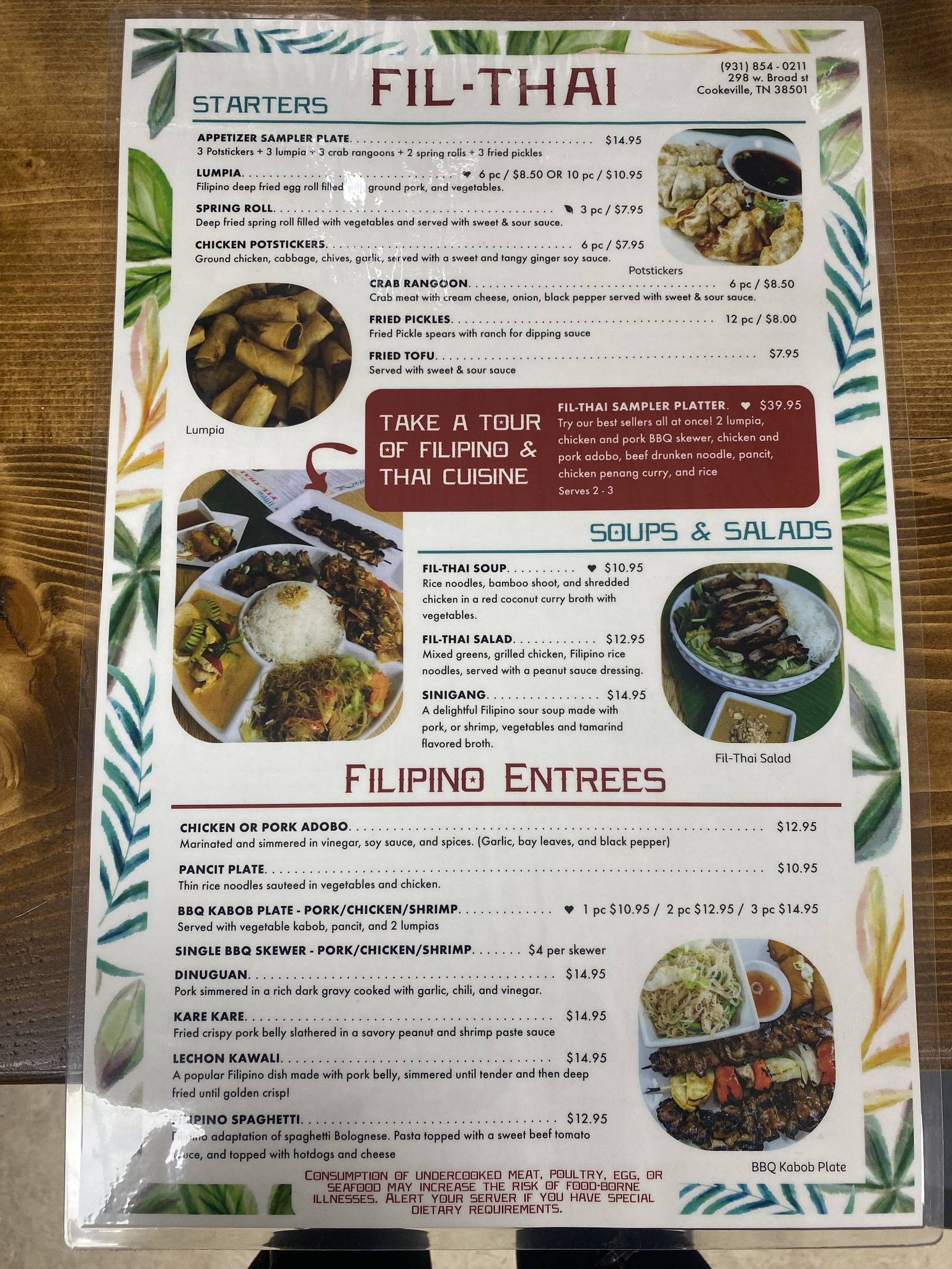 Menu at Fil-Thai - Food Truck 1.0 Cookeville TN restaurant, Cookeville