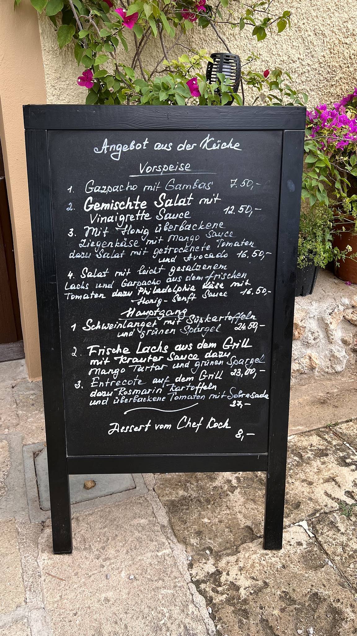 Menu at Finca Predio Son Serra Restaurante, Spain