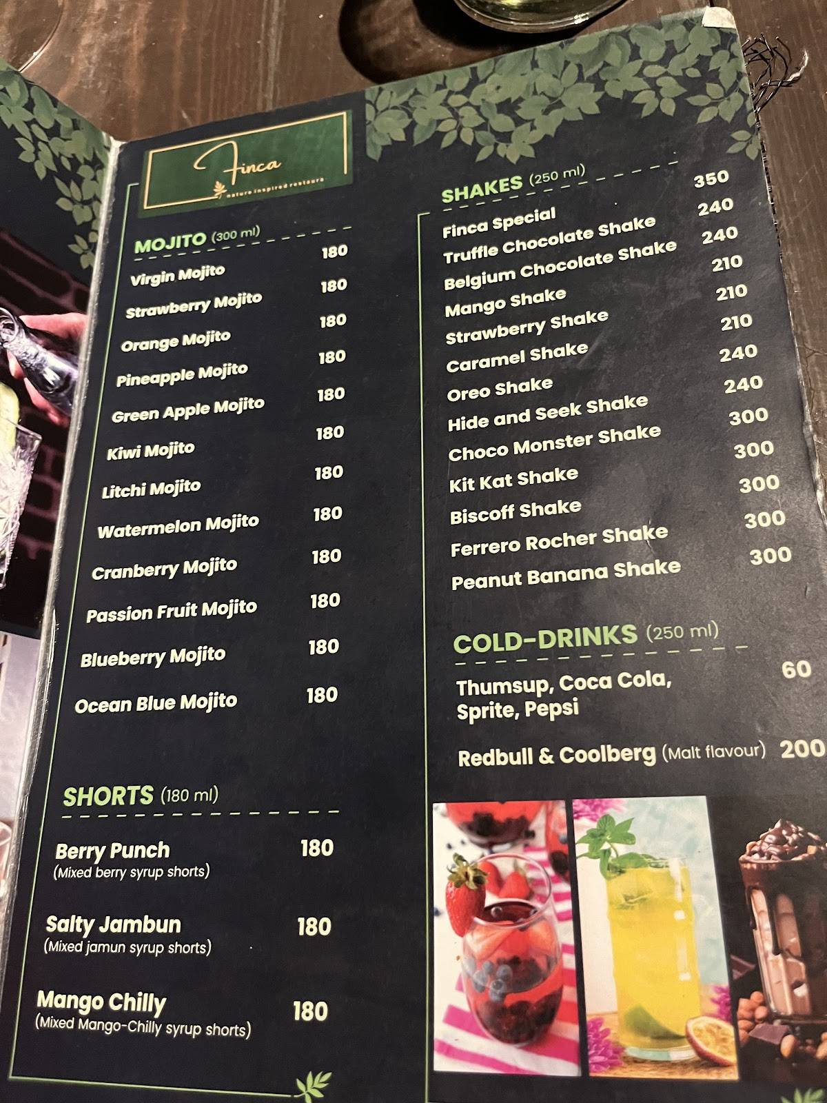 Menu at Finca Restro-Cafe, Vadodara