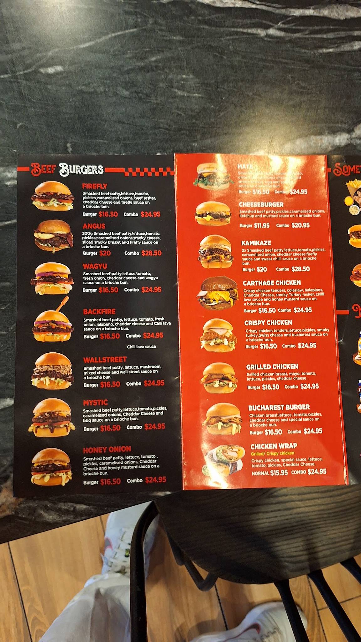 Menu at FireFly Burger Bankstown restaurant, Bankstown