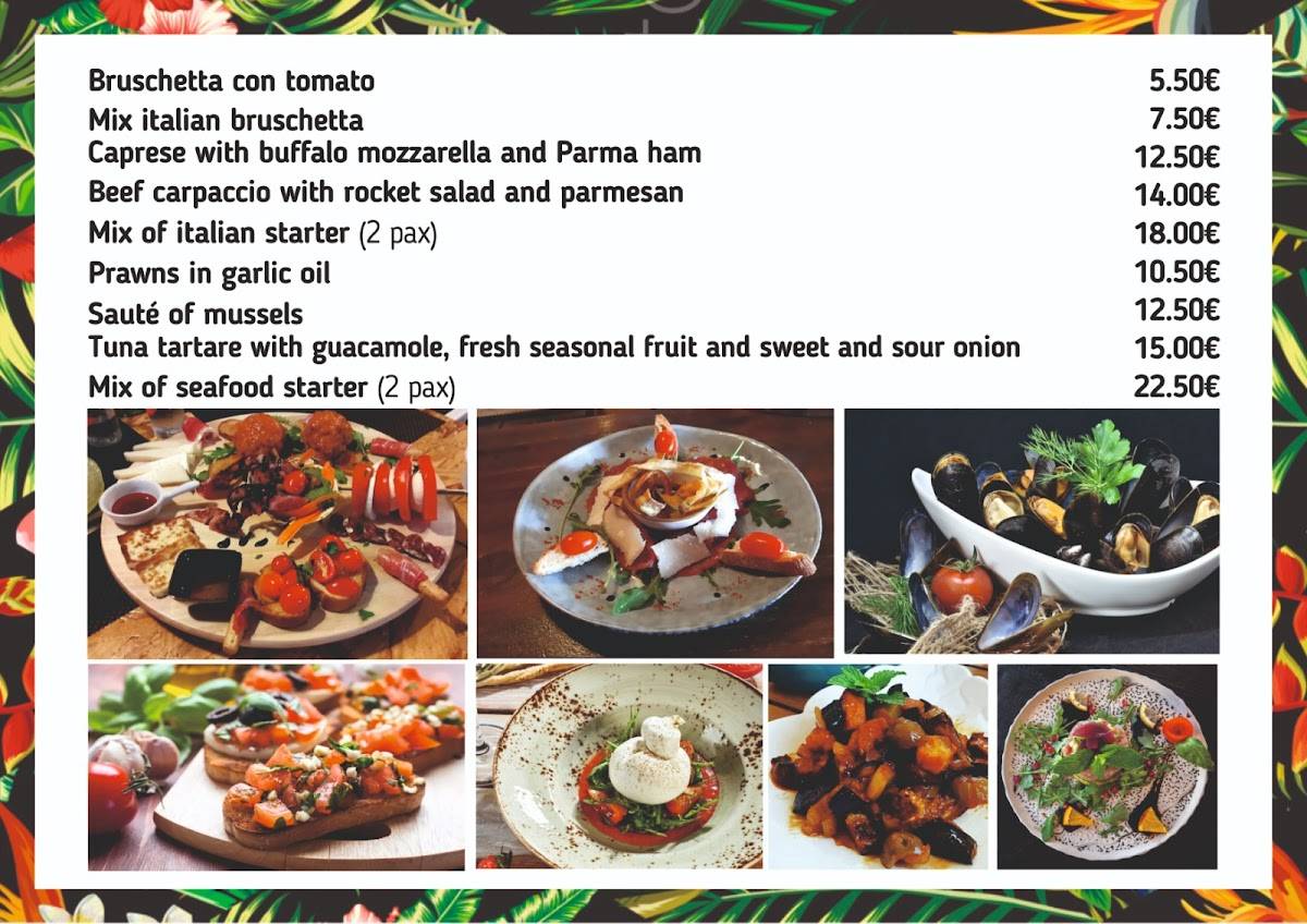 Menu at First Love restaurant, Playa de las Américas