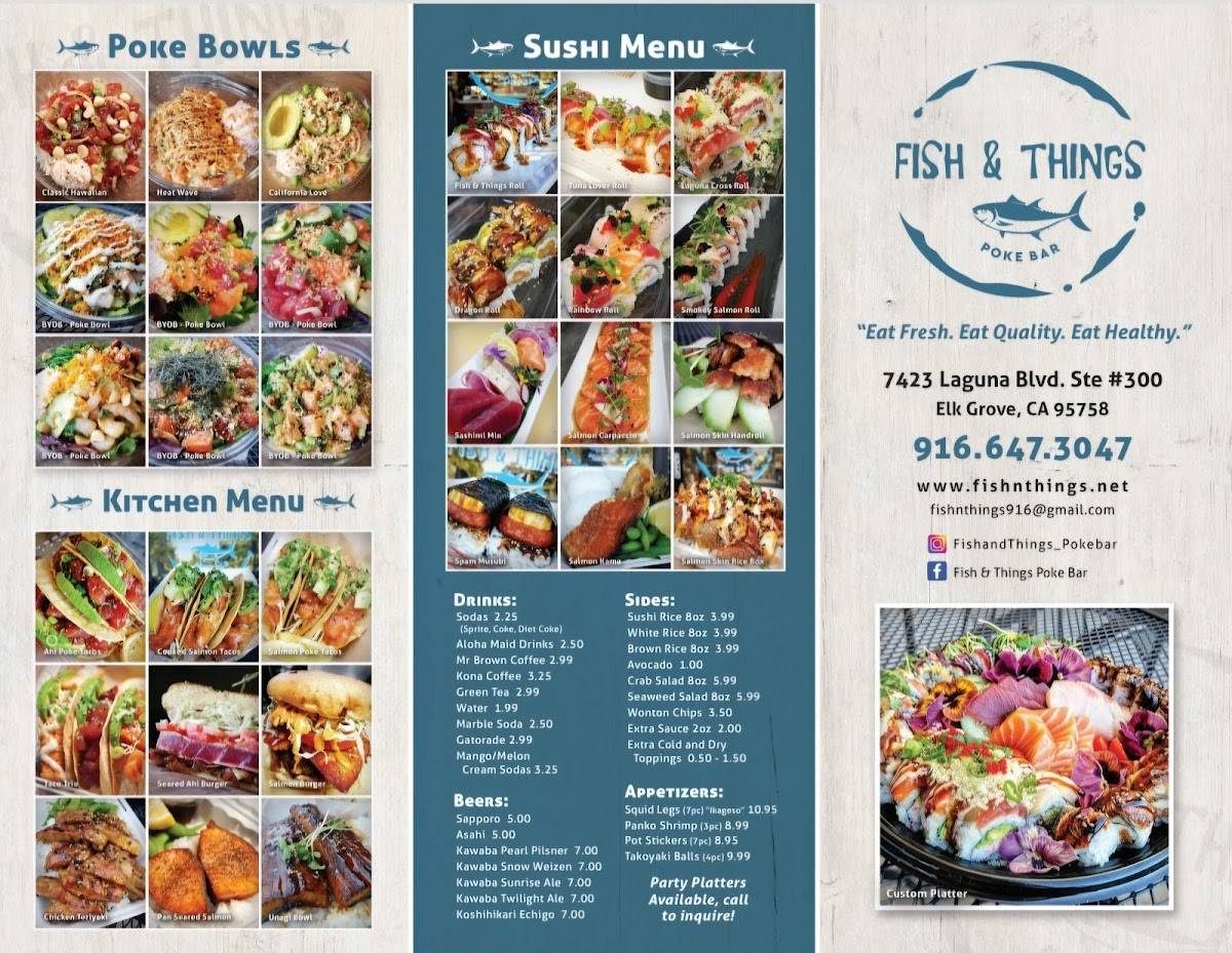 Menu at Fish & Things Poke Bar, Elk Grove