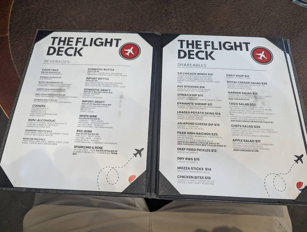 Menu at Flight Deck Sports Bar, Leduc