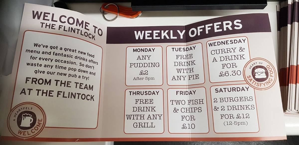 Menu at Flintlock pub & bar, Hinckley