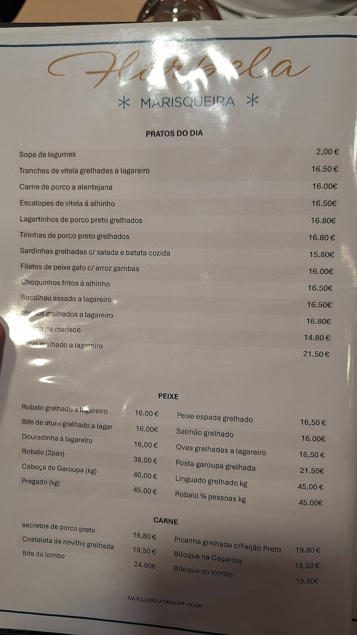 Menu em Florbela pub & Bar, Olival Basto