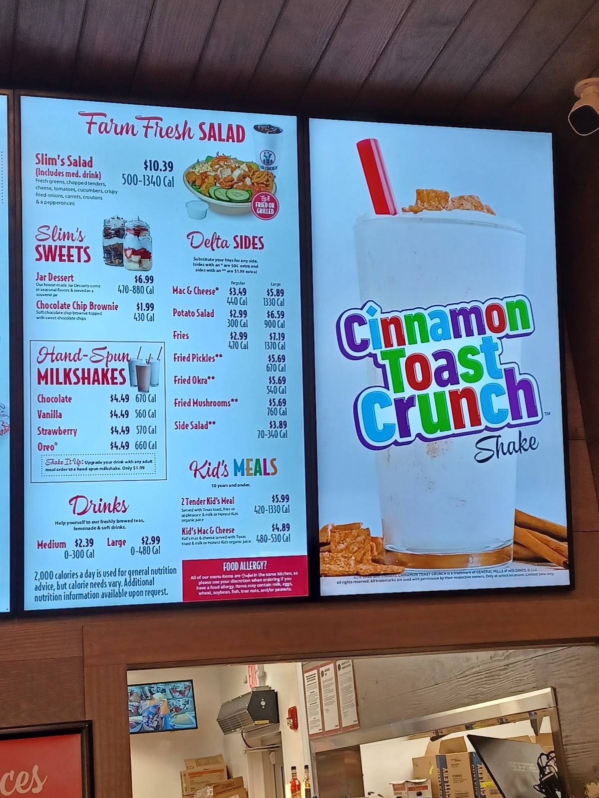Menu at Slim Chickens restaurant, Florence
