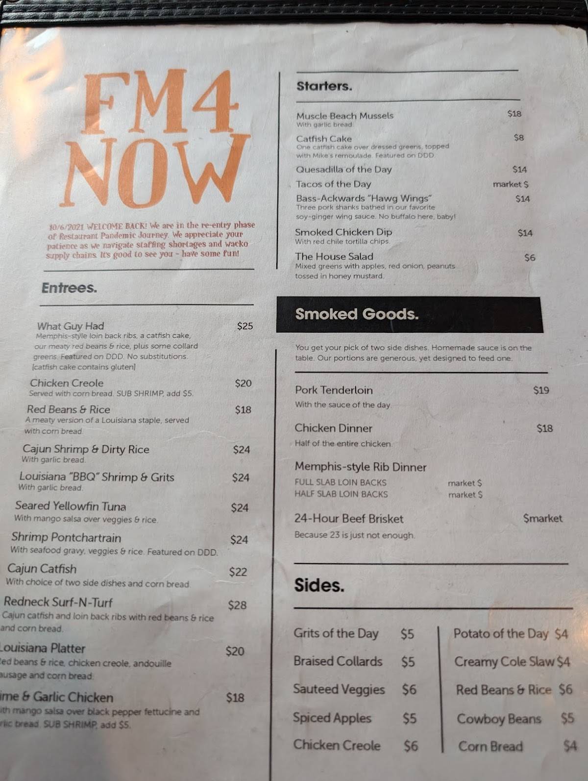 Menu at Flying Mango BBQ, Des Moines