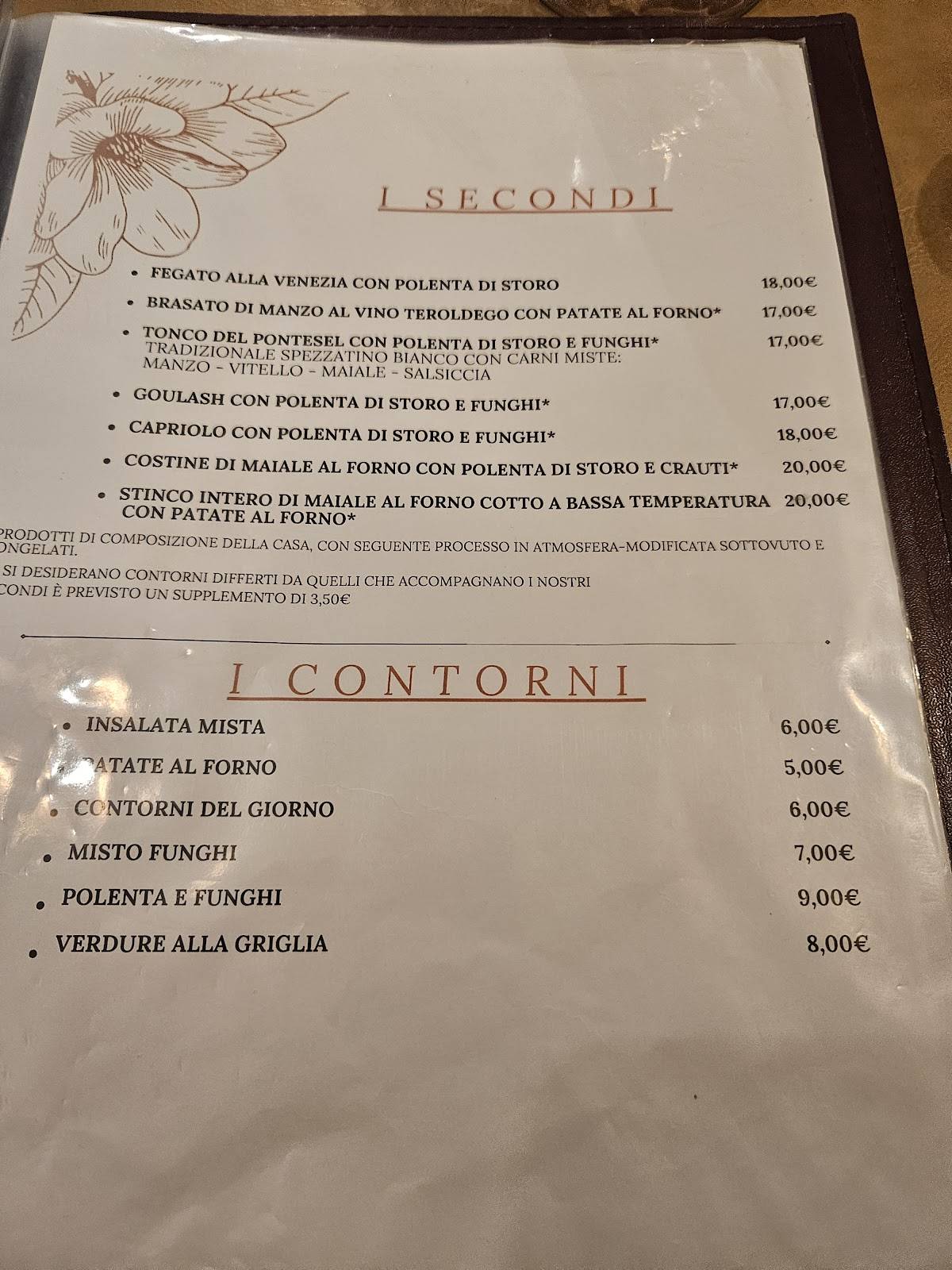 Menu da Ristorante Trattoria Al Fogolar, Folgaria