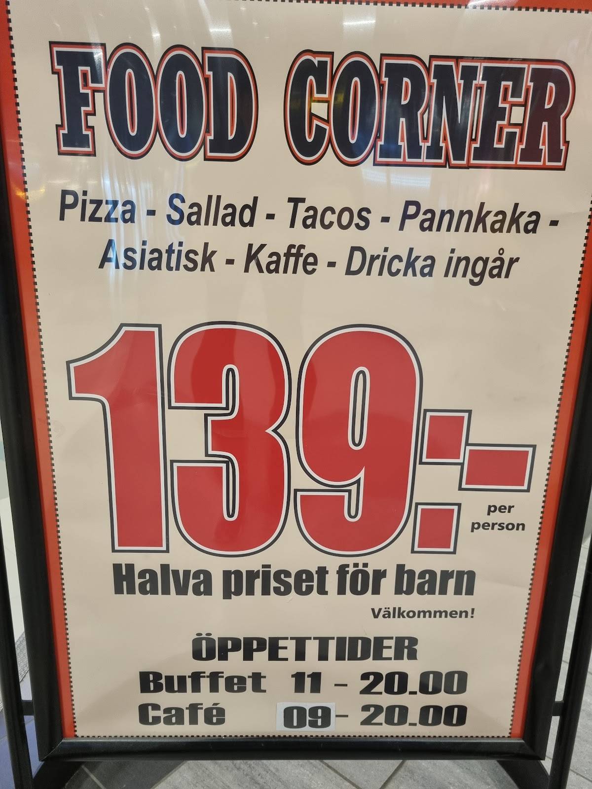 Menu at Food Corner restaurant, Charlottenberg
