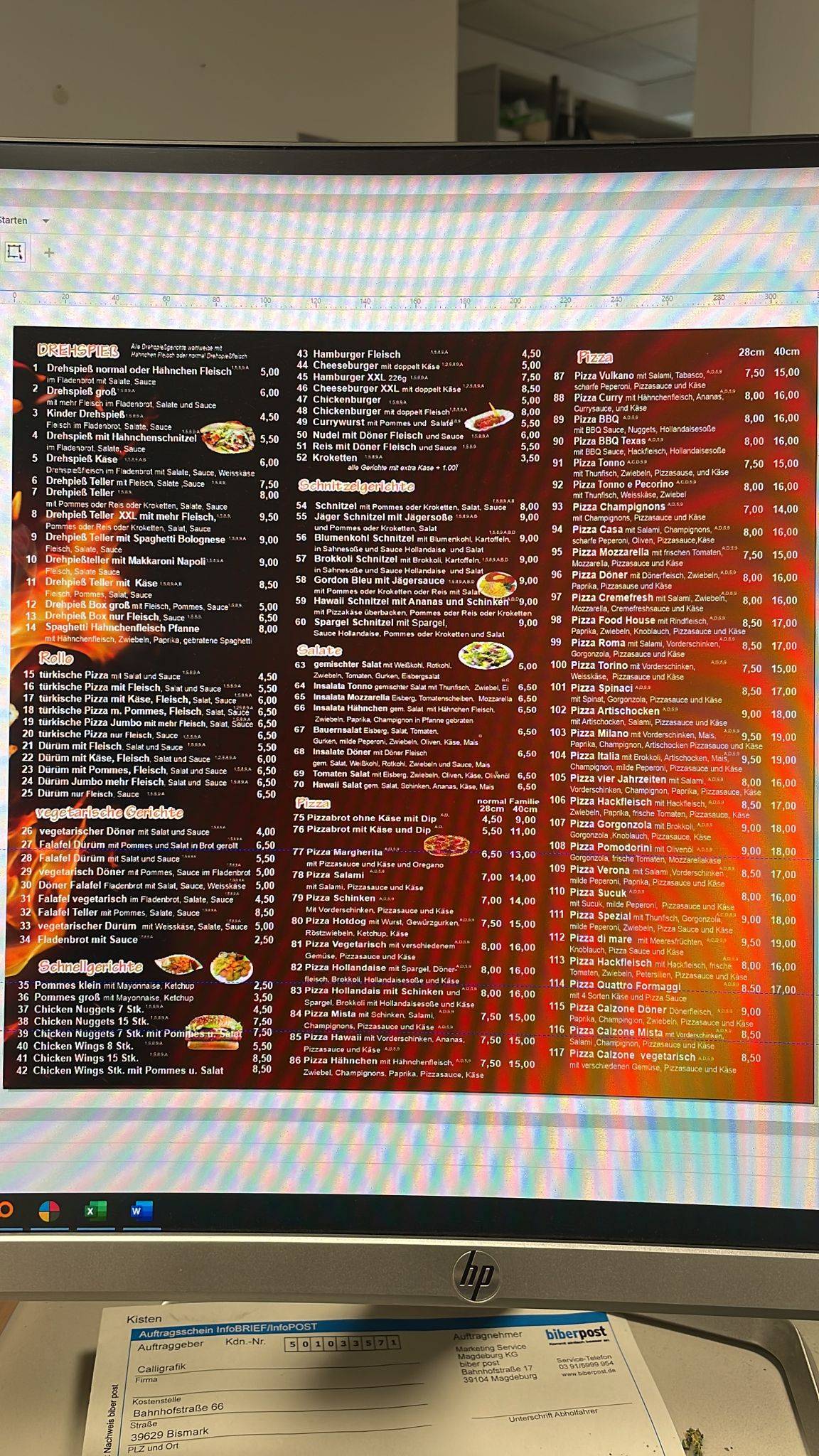 Menu au Food House restaurant, Salzwedel