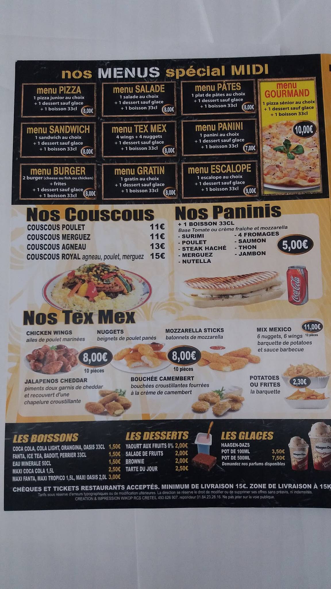 Menu au Food Palace restaurant, Mondeville