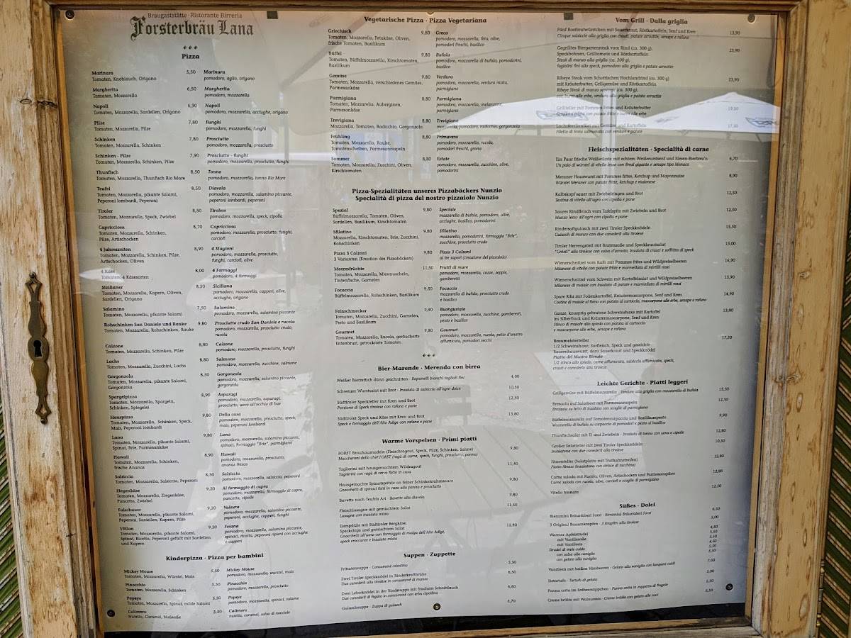 Menu da Forsterbräu Lana ristorante, Lana