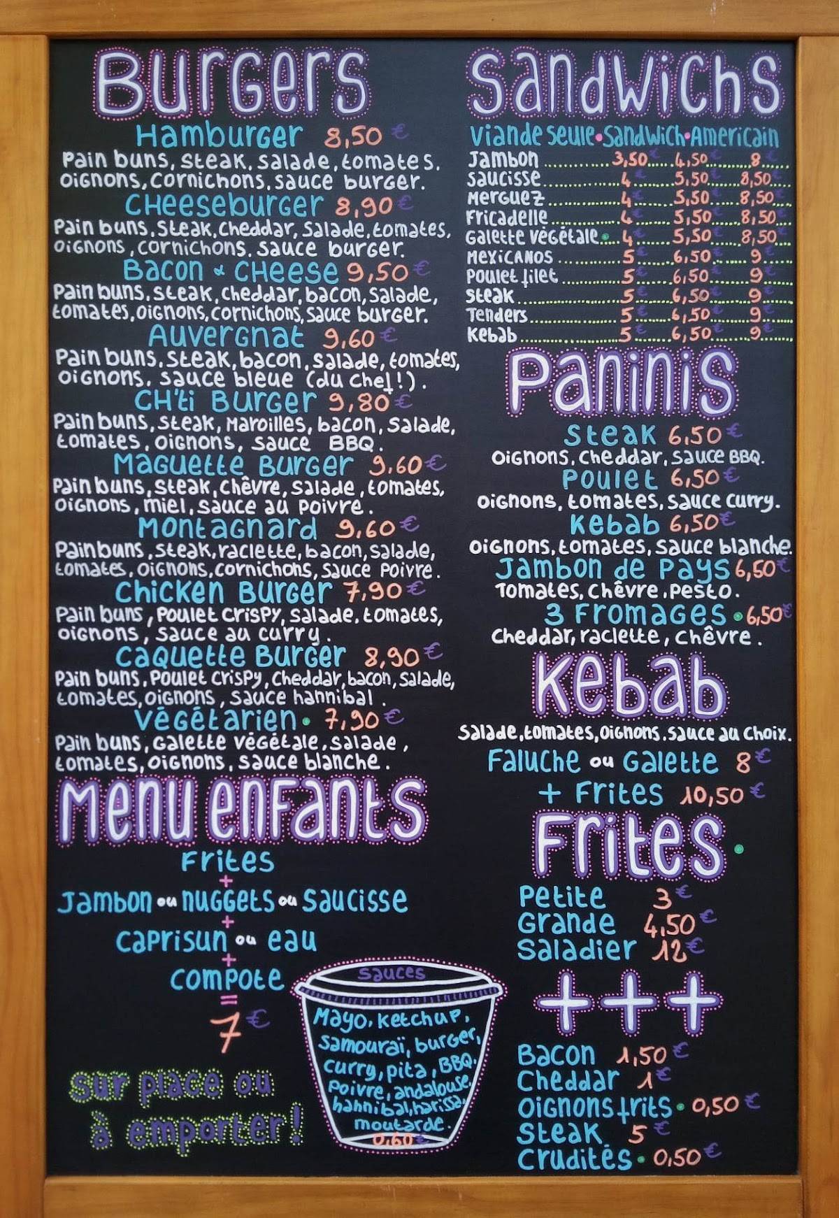 Menu au La Teranga restaurant, Fort-Mahon-Plage
