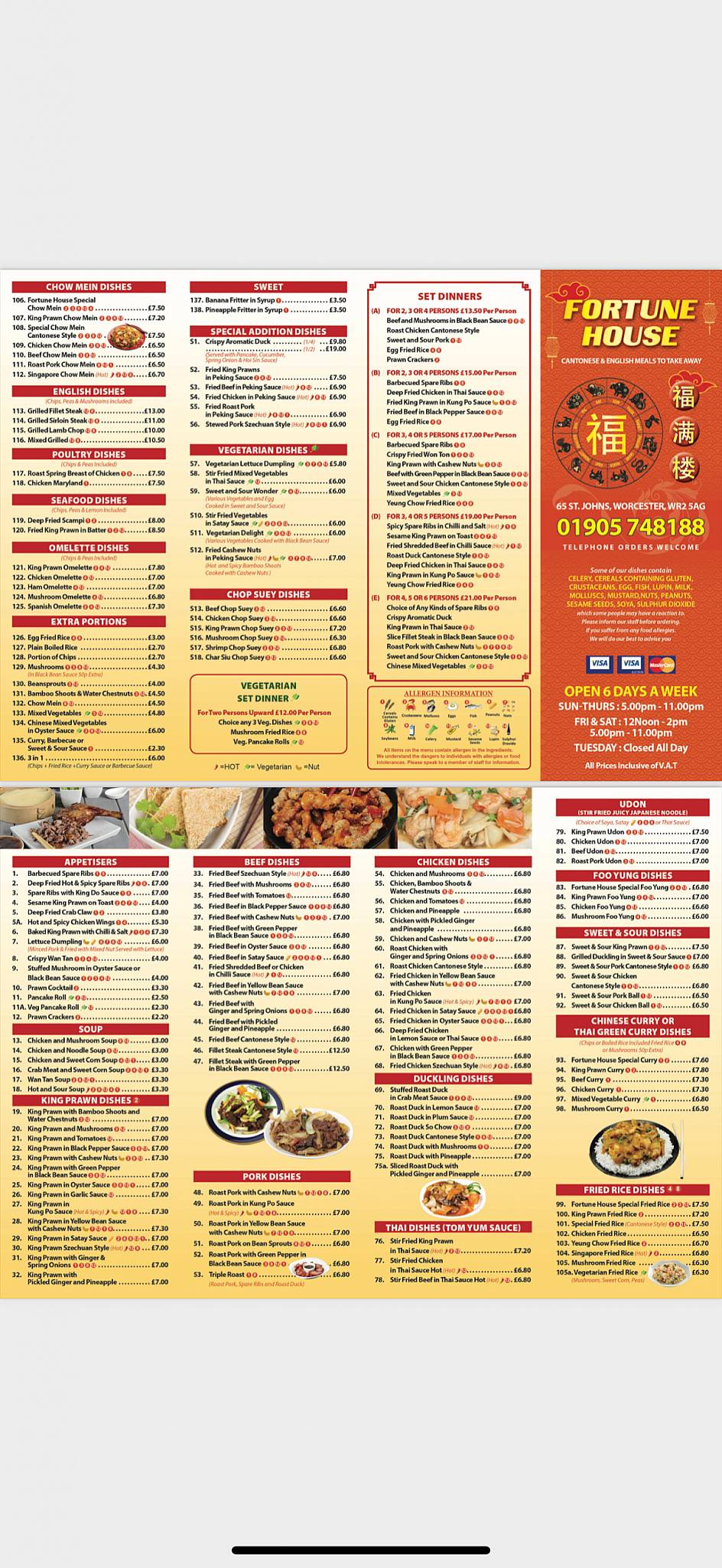 Menu at Fortune House Chinese Take Away fast food, Worcester