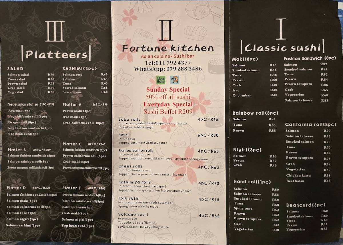 Menu at Fortune Kitchen restaurant, Randburg