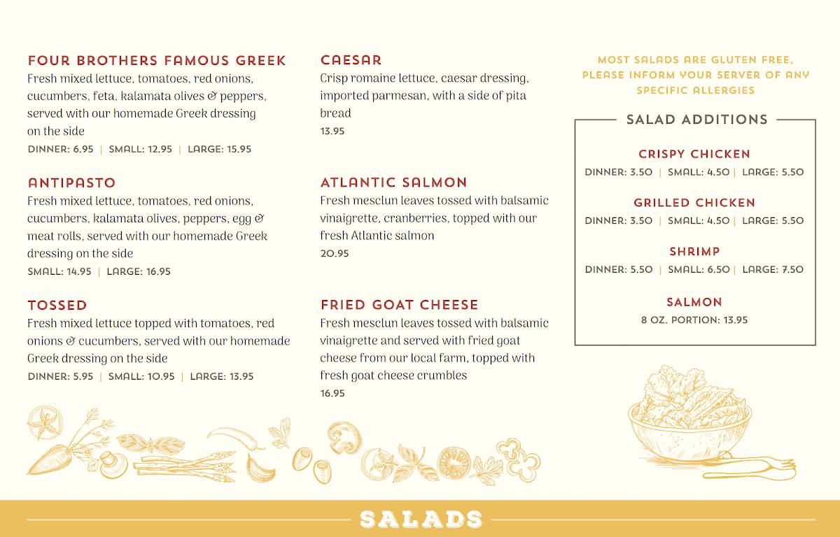 Menu at Four Brothers Pizza Inn pizzeria, Millerton
