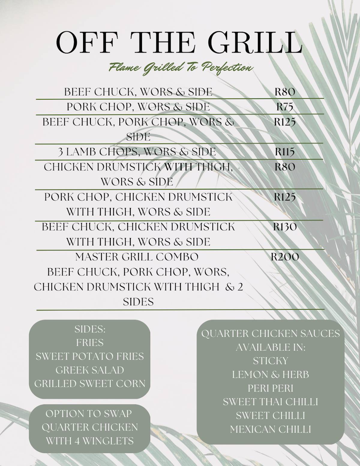 Menu at Four Four Bar & Restaurant, Bloemfontein