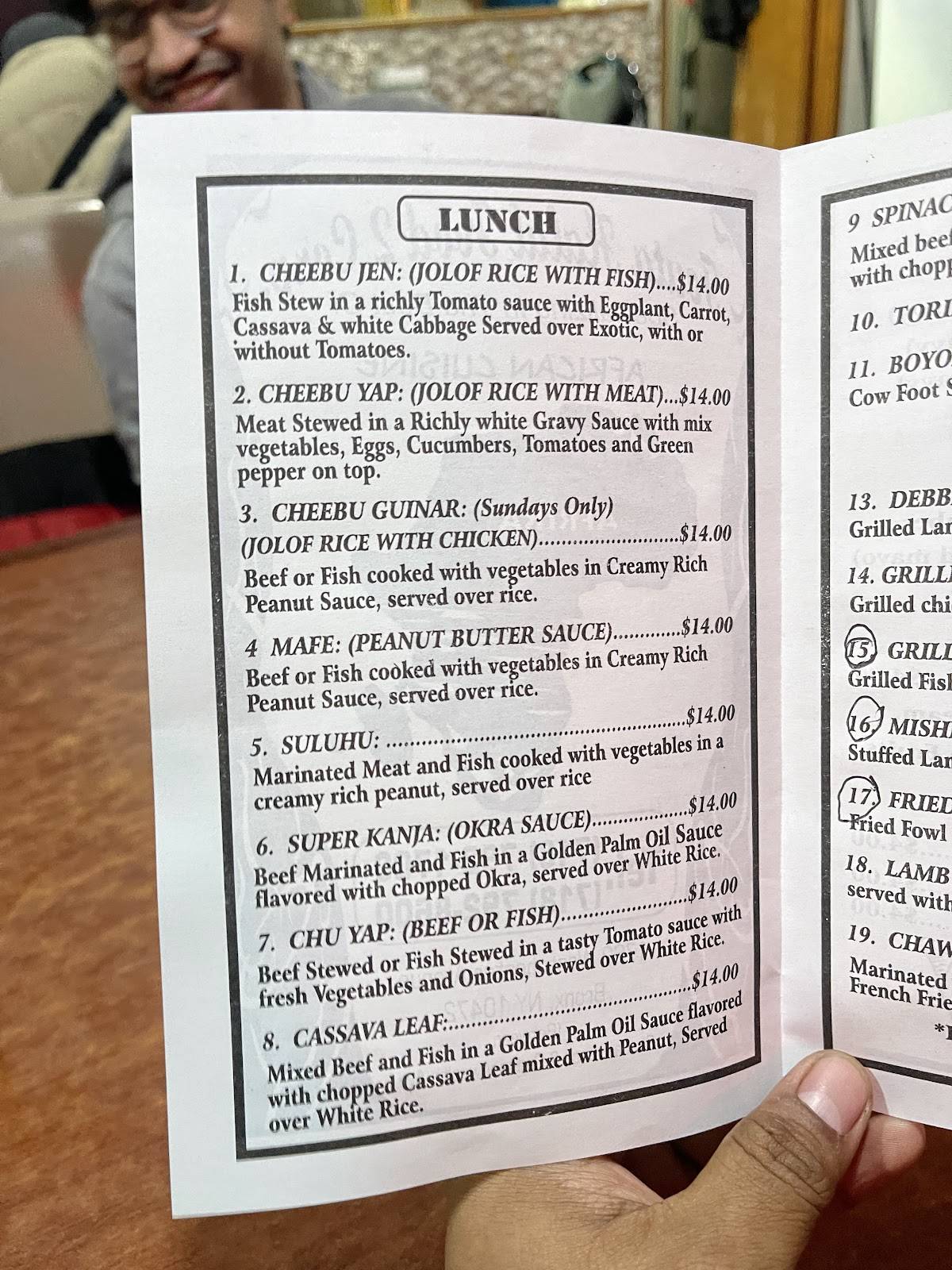 Menu at Fouta Halal restaurant, New York City