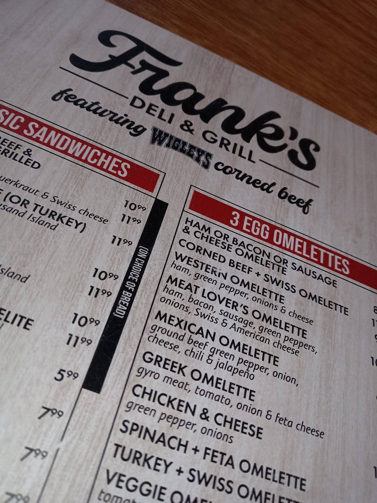 Menu at Frank's Deli & Grill restaurant, Detroit