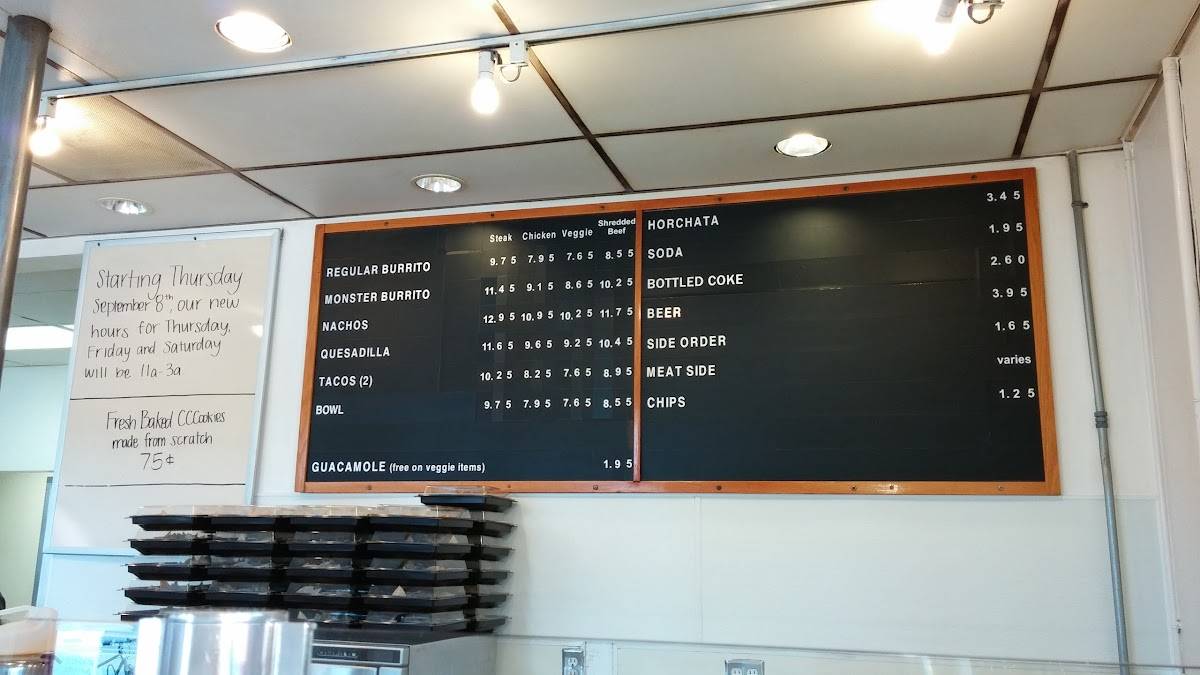 Menu at Freebirds restaurant, Isla Vista