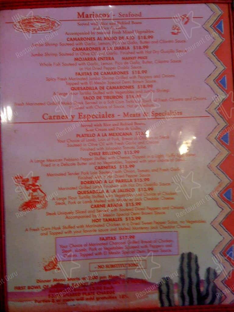 Menu at El Meson restaurant, Freehold, 40 W Main St