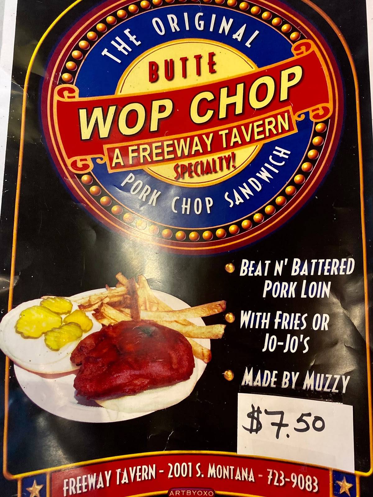 Menu at Freeway Tavern pub & bar, Butte