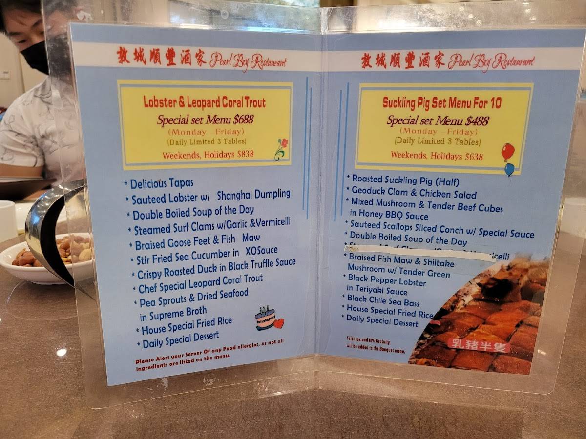 Menu at Pearl Bay restaurant, Fremont