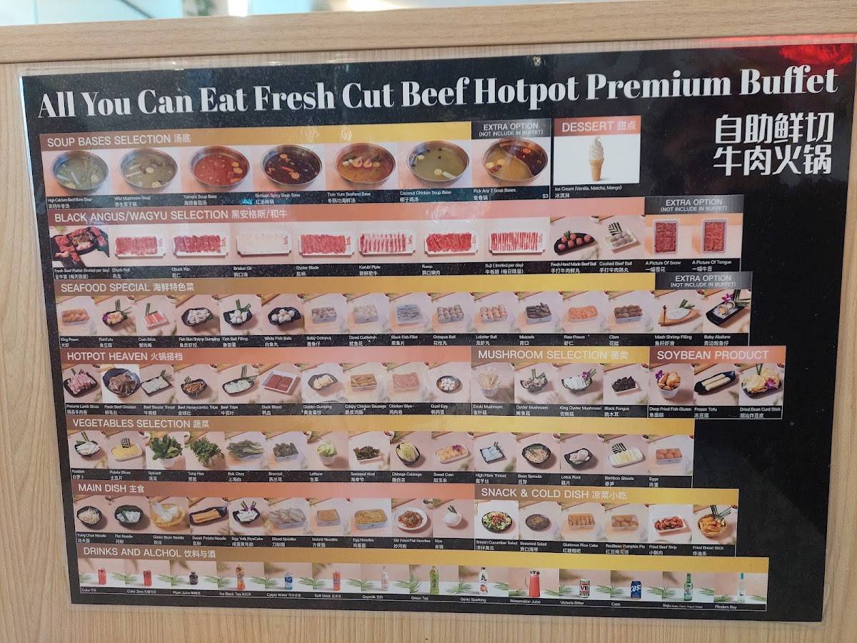 Menu at Fresh Beef Hotpot (Buffet - All You Can Eat) restaurant, Cabramatta