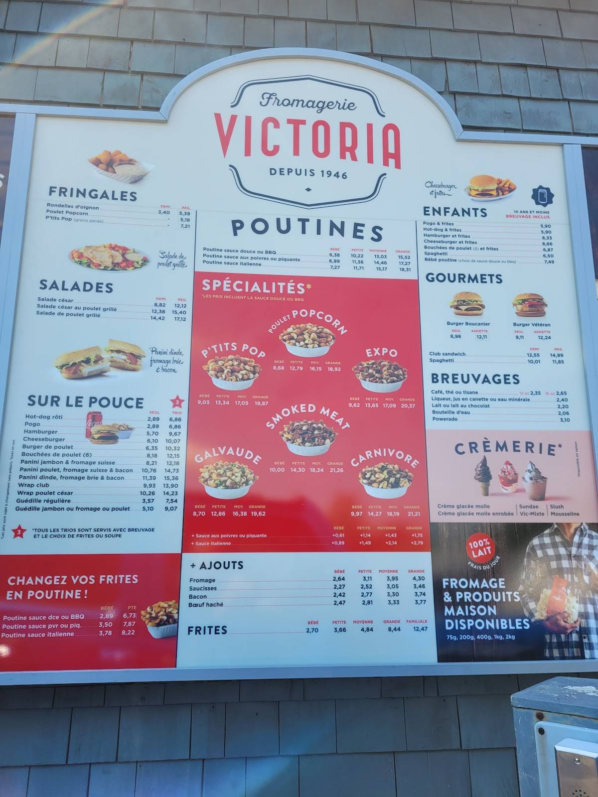 Menu at Fromagerie Victoria restaurant, Victoriaville, 101 Rue de l'Aqueduc