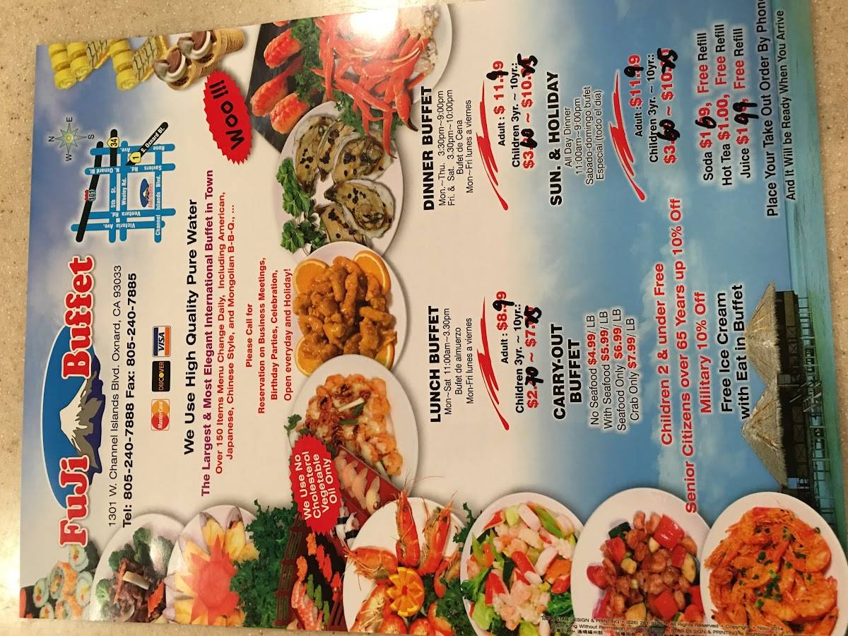 Menu at Fuji Buffet restaurant, Oxnard