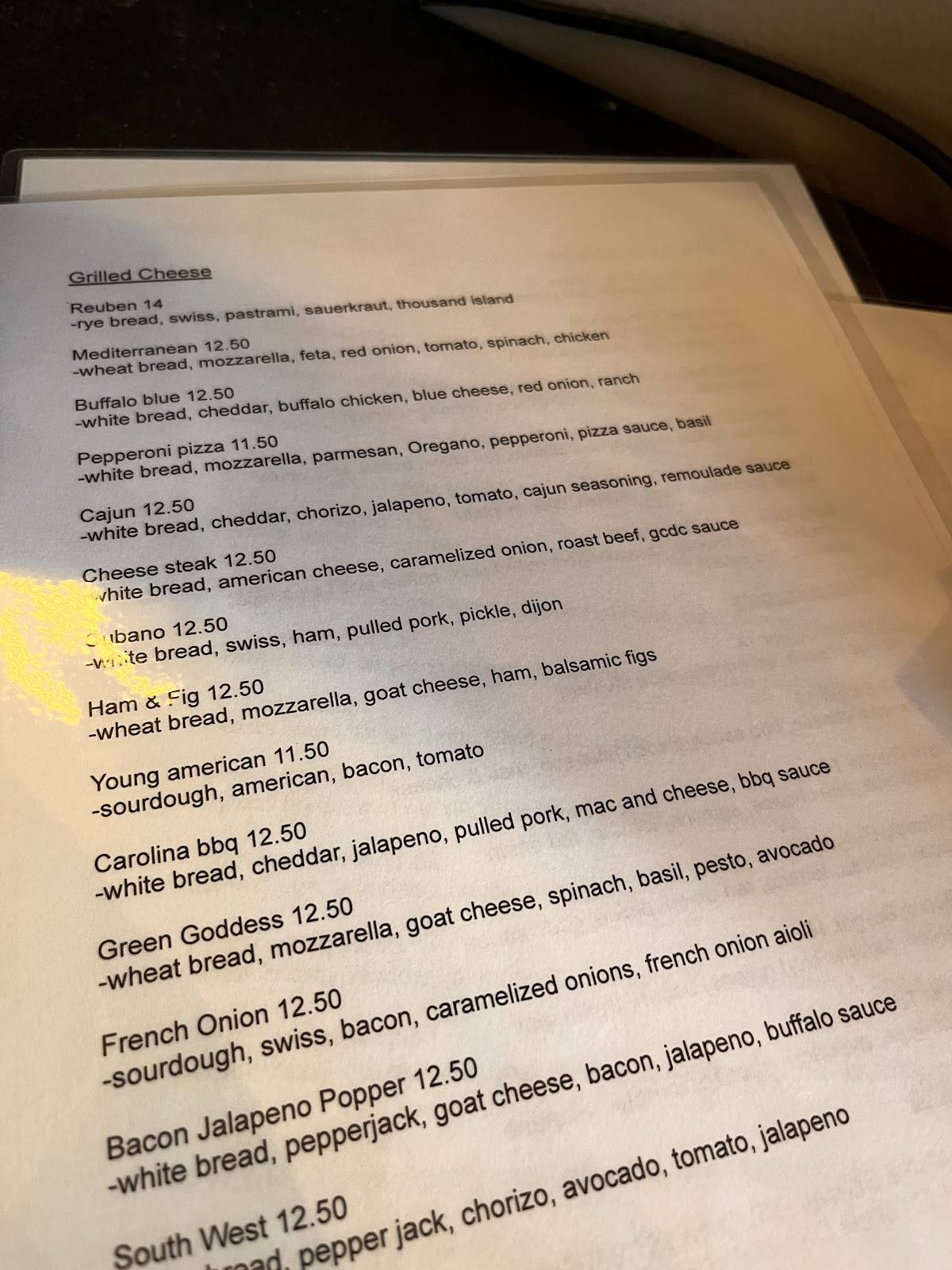 Menu at GCDC Grilled Cheese Bar, Washington